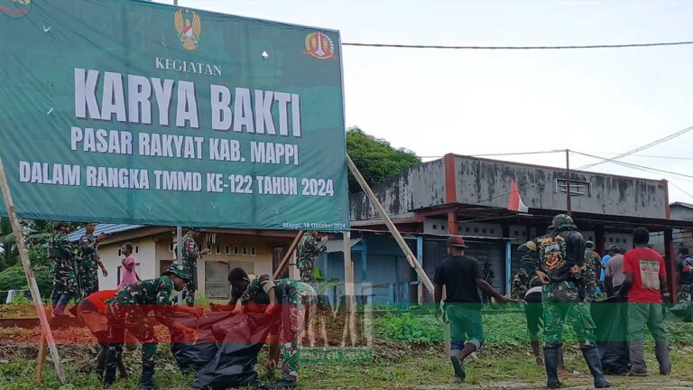 Karya Bakti TNI di Pasar Rakyat Mappi - MILITER POST